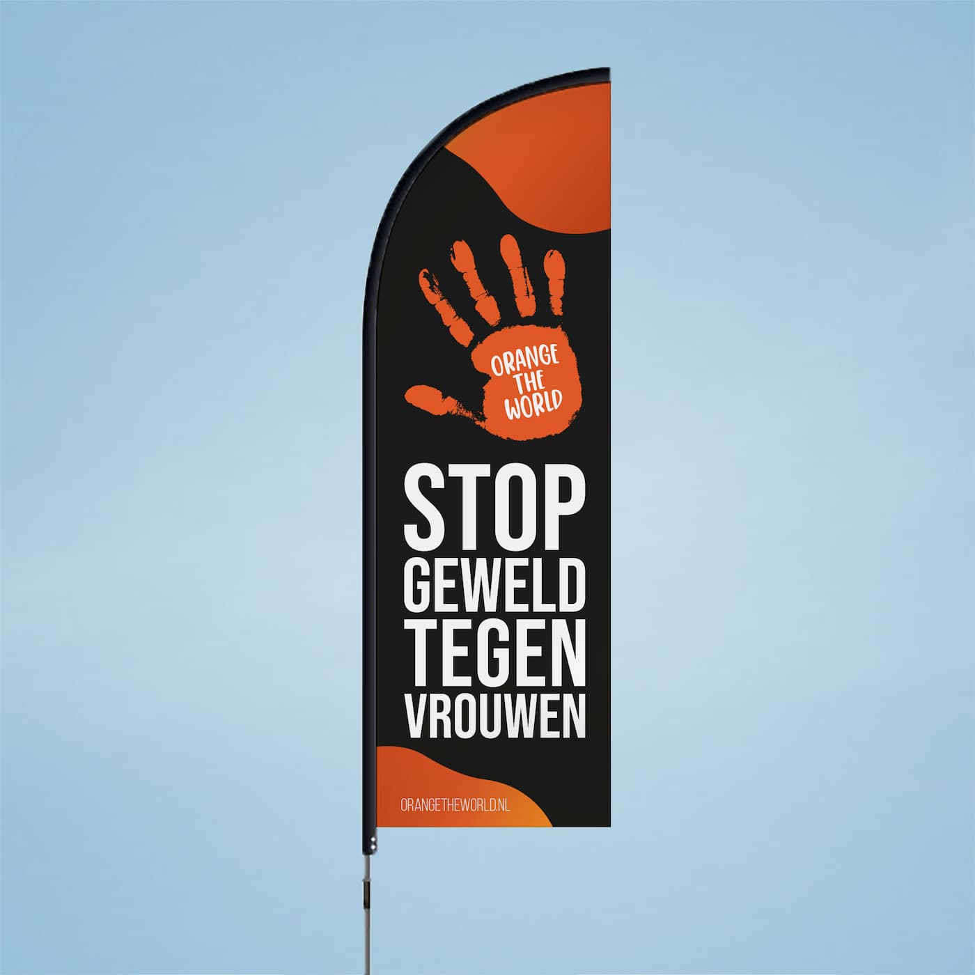 Orange the World Beachflag S - zwart | Stuntvlaggen